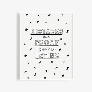 Mistakes Are Proof You Are Trying Modern Classroom Poster - Etsy