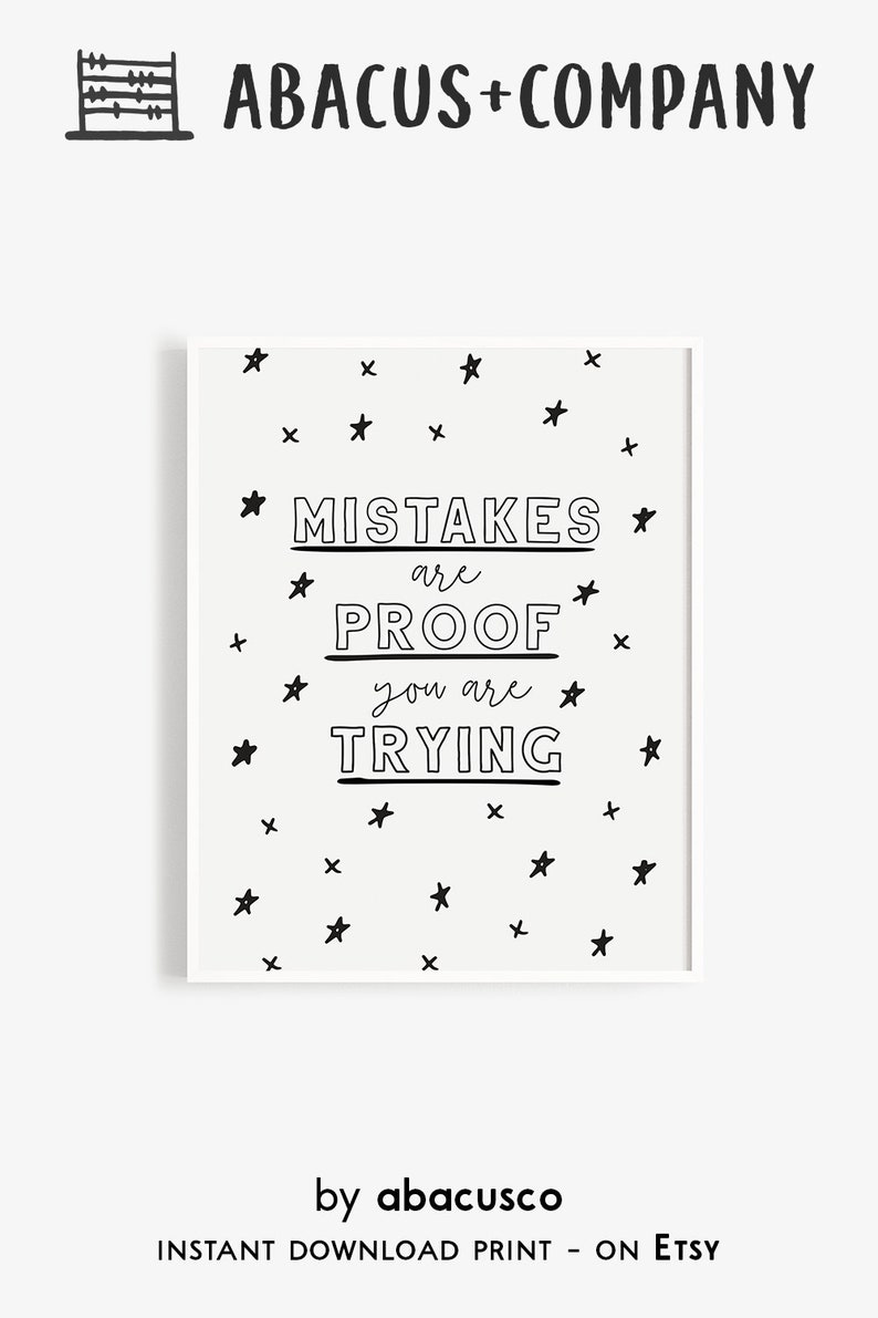 Mistakes Are Proof You Are Trying Modern Classroom Poster - Etsy