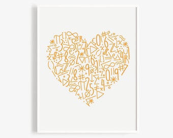 Math Symbol Heart Poster Math Classroom Decor Instant | Etsy