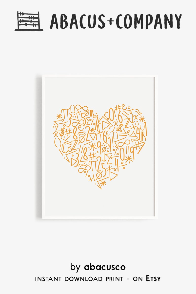Math Symbol Heart Classroom Poster - Etsy