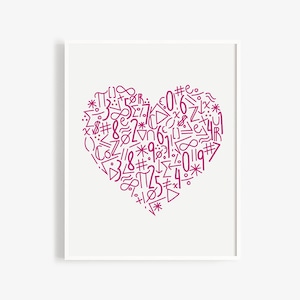Pink Math Symbol Heart Poster Perfect for the Math Lover in - Etsy