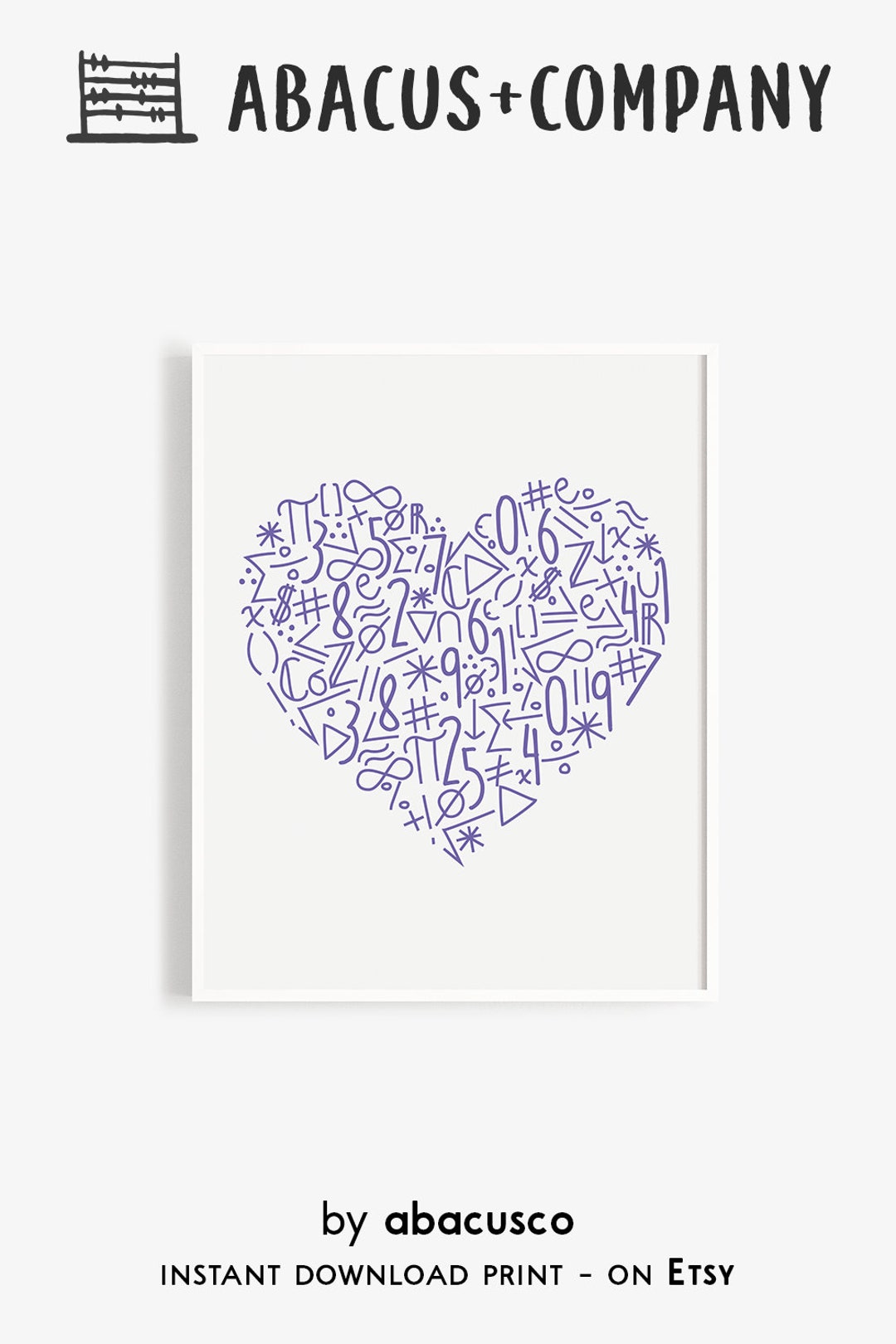 Math Symbol Heart Poster Make Perfect Gift for the Math Lover in Your ...