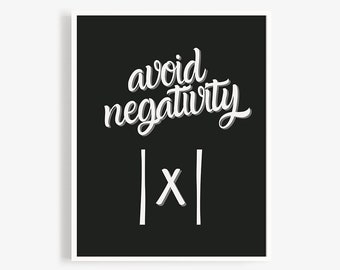 Avoid Negativity Absolute Value Math Classroom Poster | Etsy