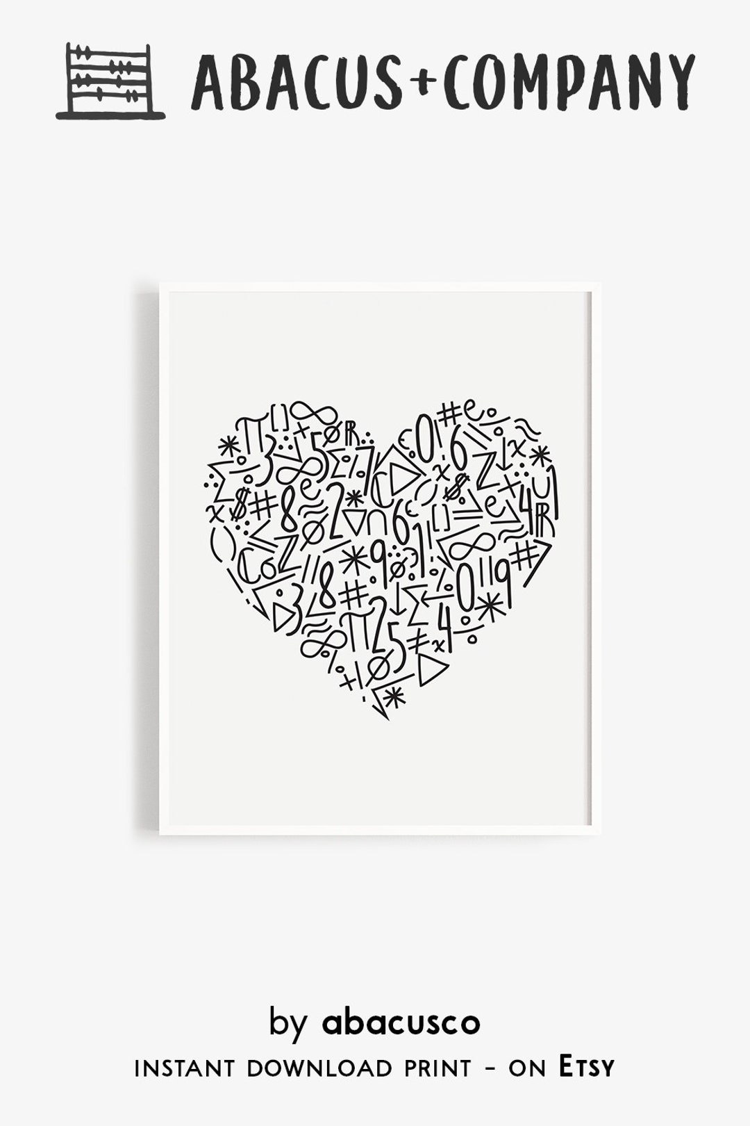 Math Symbol Heart Poster | Math Classroom Decor, Instant Download ...
