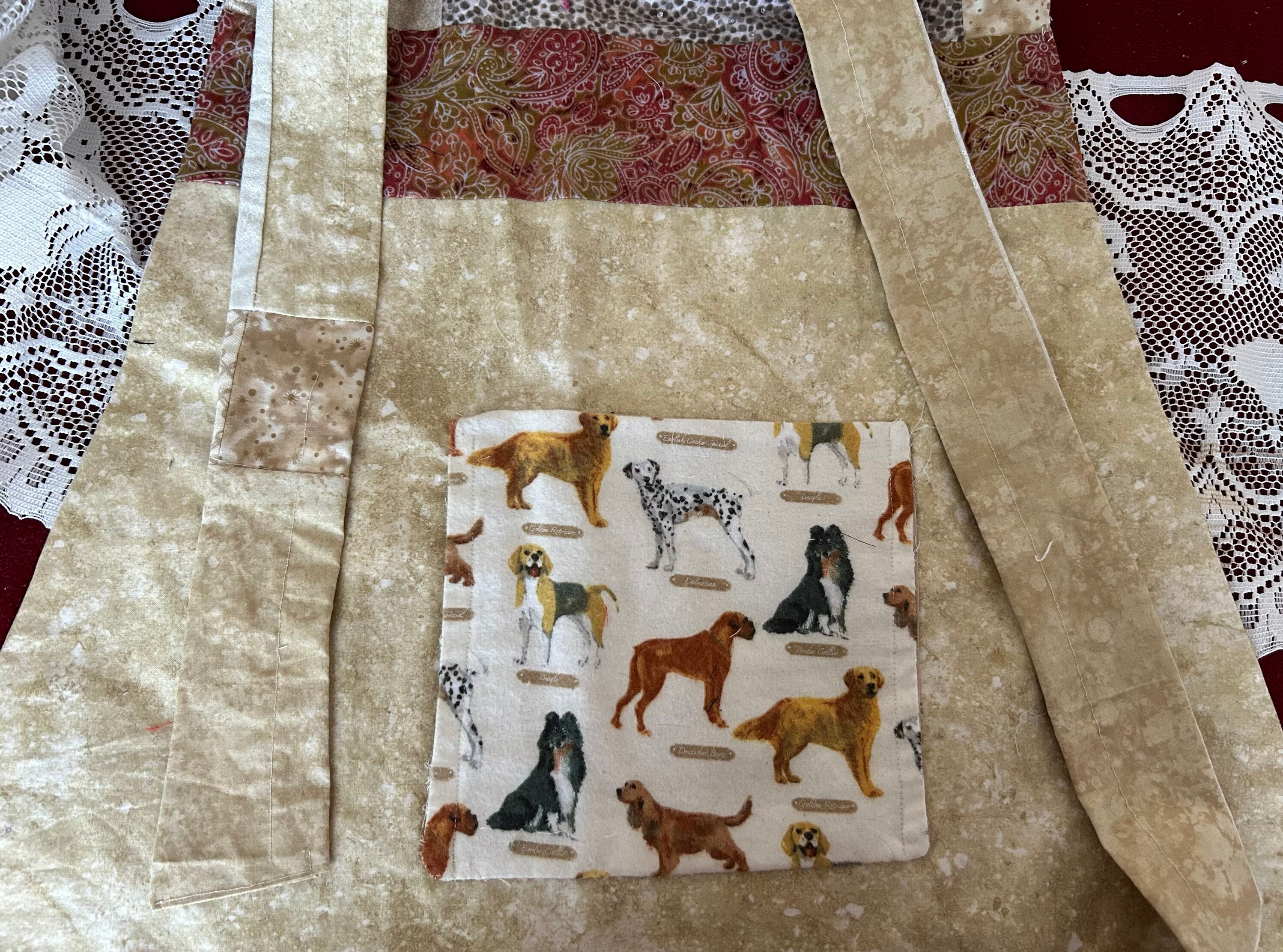Kitchen Apron Dog Print With Pocket, Brown Lab and Beagle, Kitchen ...