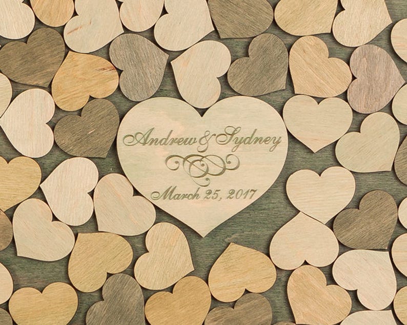 Custom Wedding Guest Book Alternative Wood Green Drop Top Box - Etsy