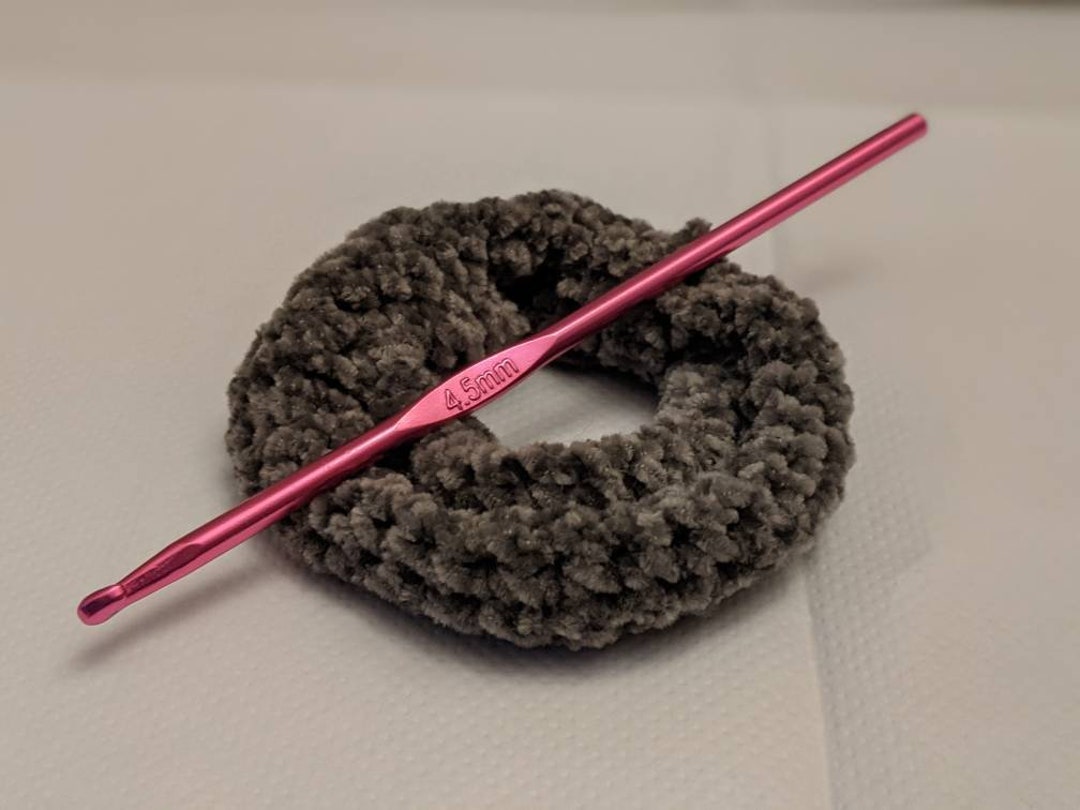 Dark Grey Velvet Crocheted Scrunchie - Etsy