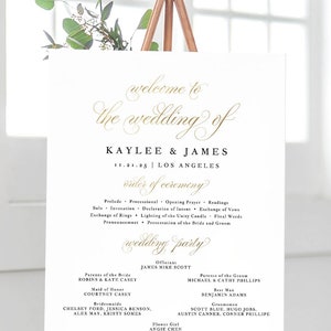Wedding Program Sign Template, Printable Wedding Program Board, Program ...