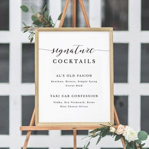Signature Cocktails Sign Template, Printable Drink Sign, Custom Drink ...