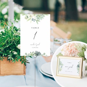 Succulents Table Numbers Template, Wedding Table Number Printable ...