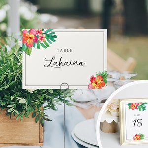 Tropical Flower Table Numbers Template Wedding Table Number - Etsy