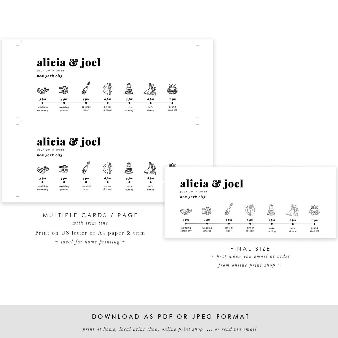 Wedding Timeline Card Order of Events Icon Timeline Wedding - Etsy