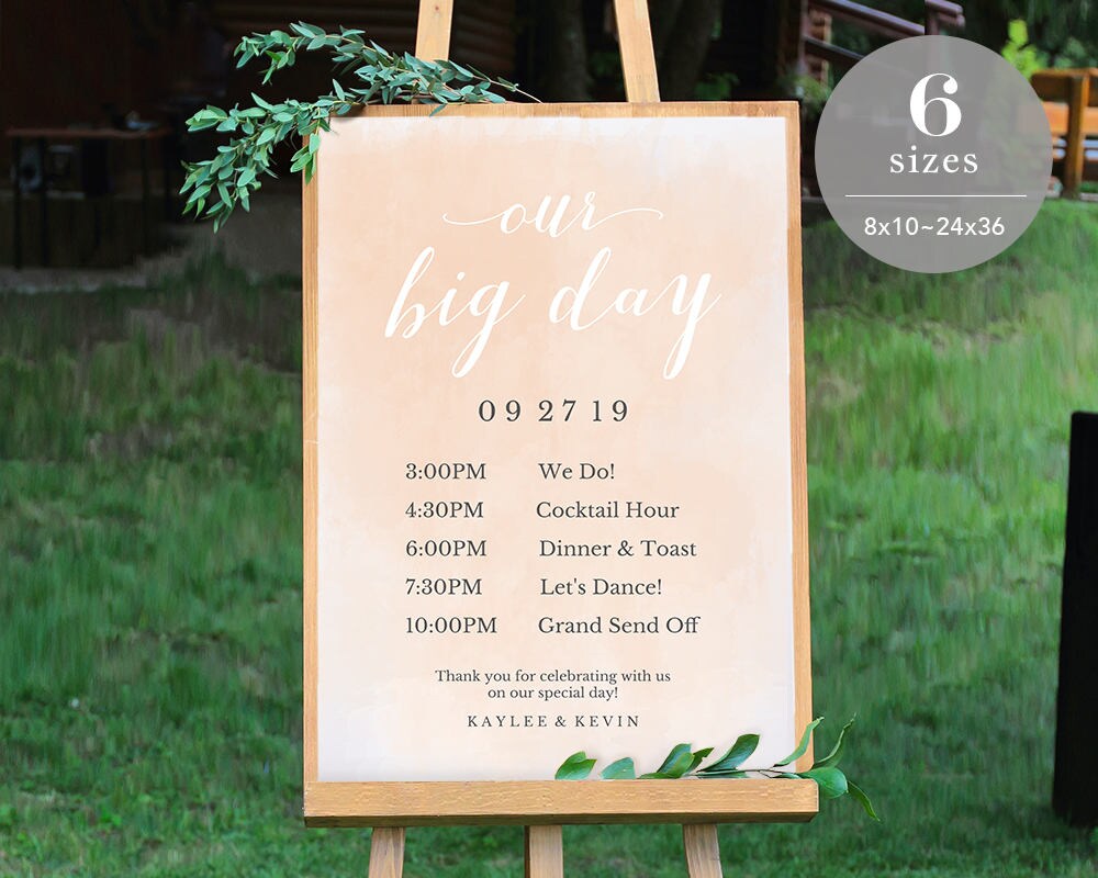 Wedding Timeline Sign Template Wedding Program Sign | Etsy
