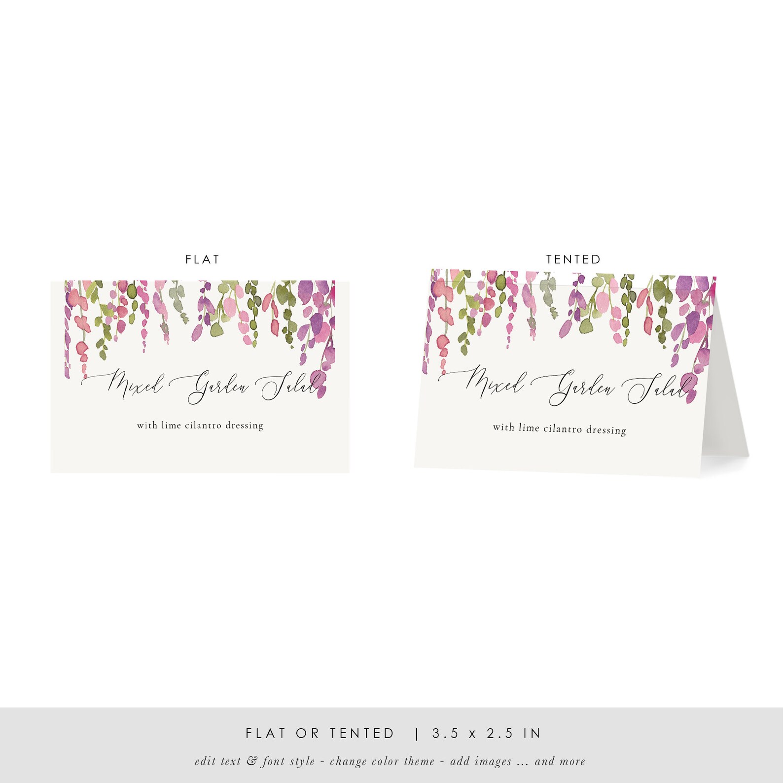 Printable Purple Flower Buffet Label Template Buffet Food | Etsy