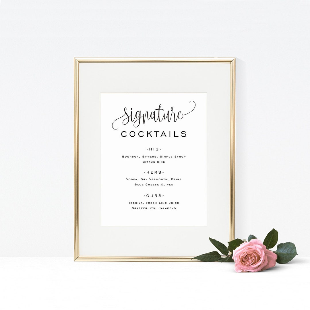 Signature Cocktails Sign Template Printable Drink Sign - Etsy