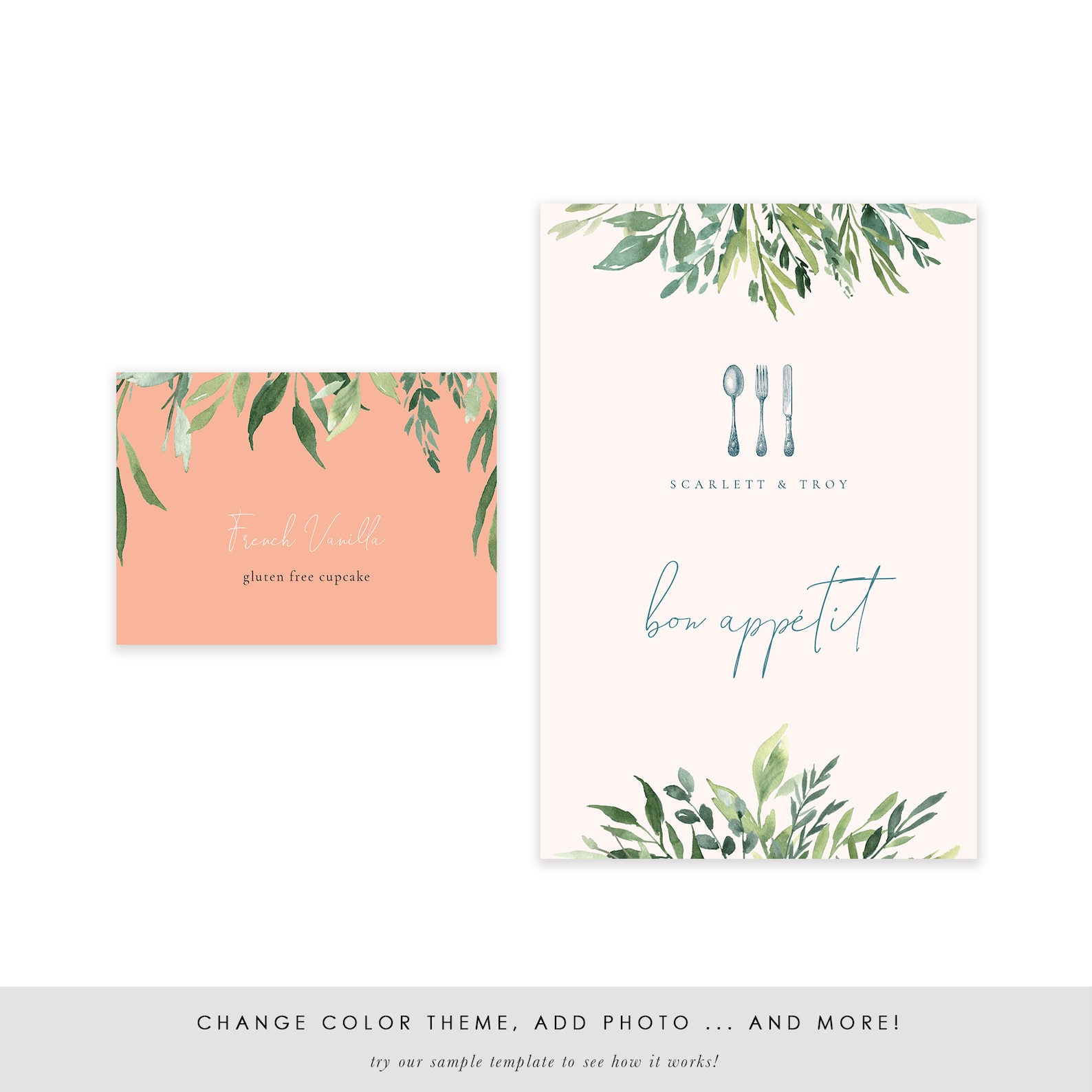 Printable Greenery Branch Buffet Label Template Buffet Food - Etsy