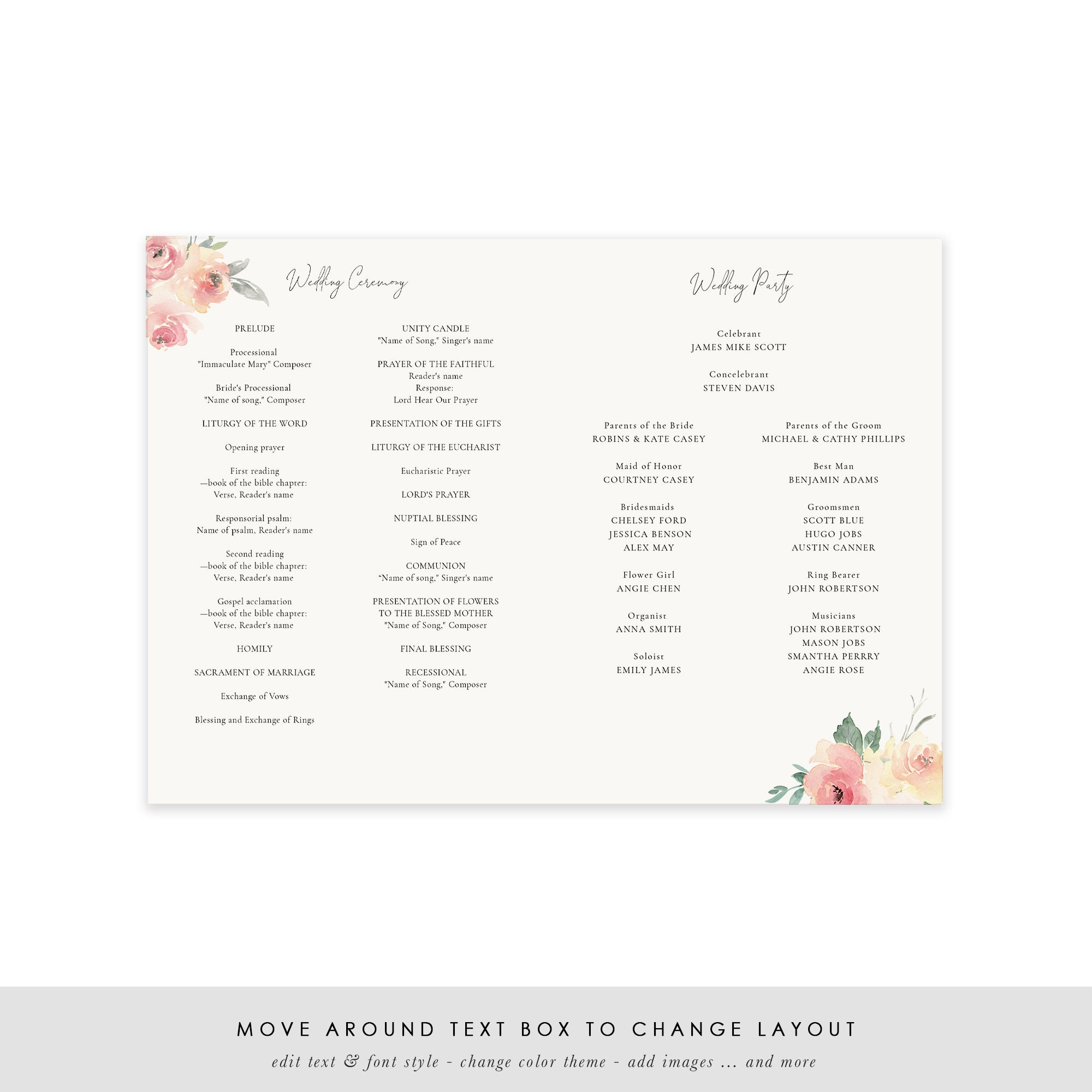 Floral Wedding Program Book Template Printable Wedding | Etsy