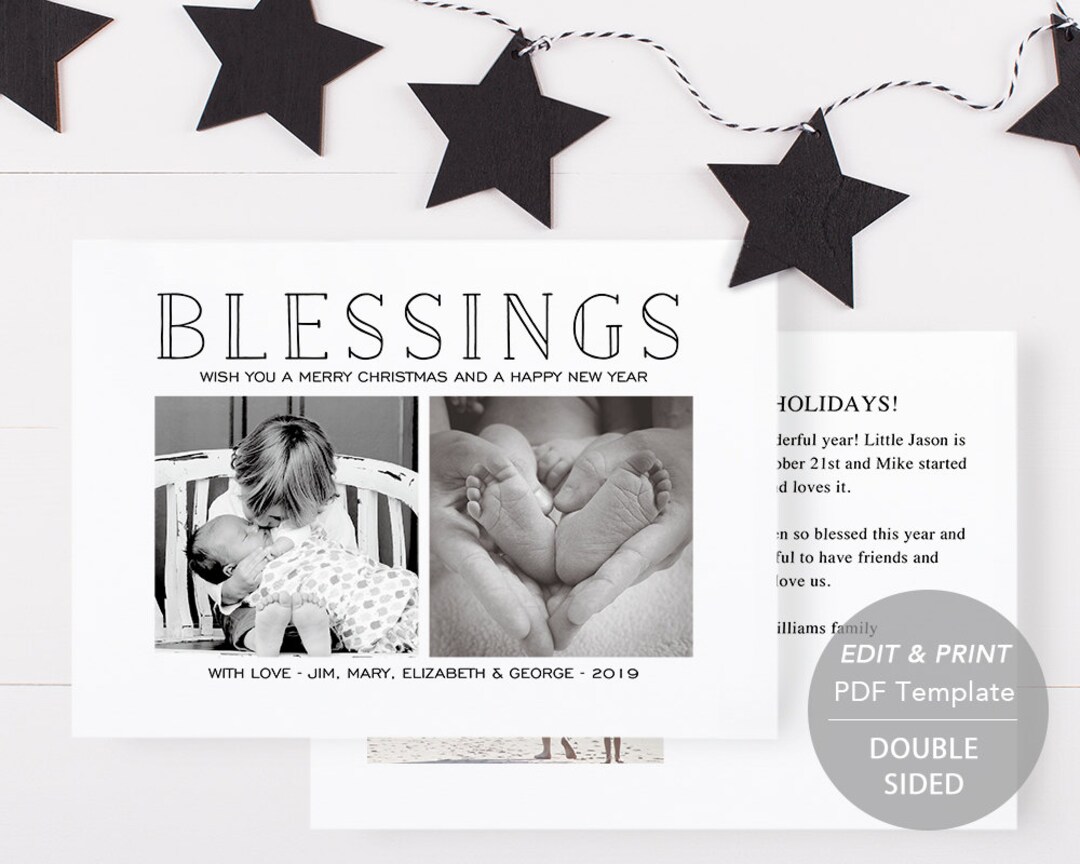 Printable Christmas Card PDF Holiday Card Template TEMPLETT - Etsy