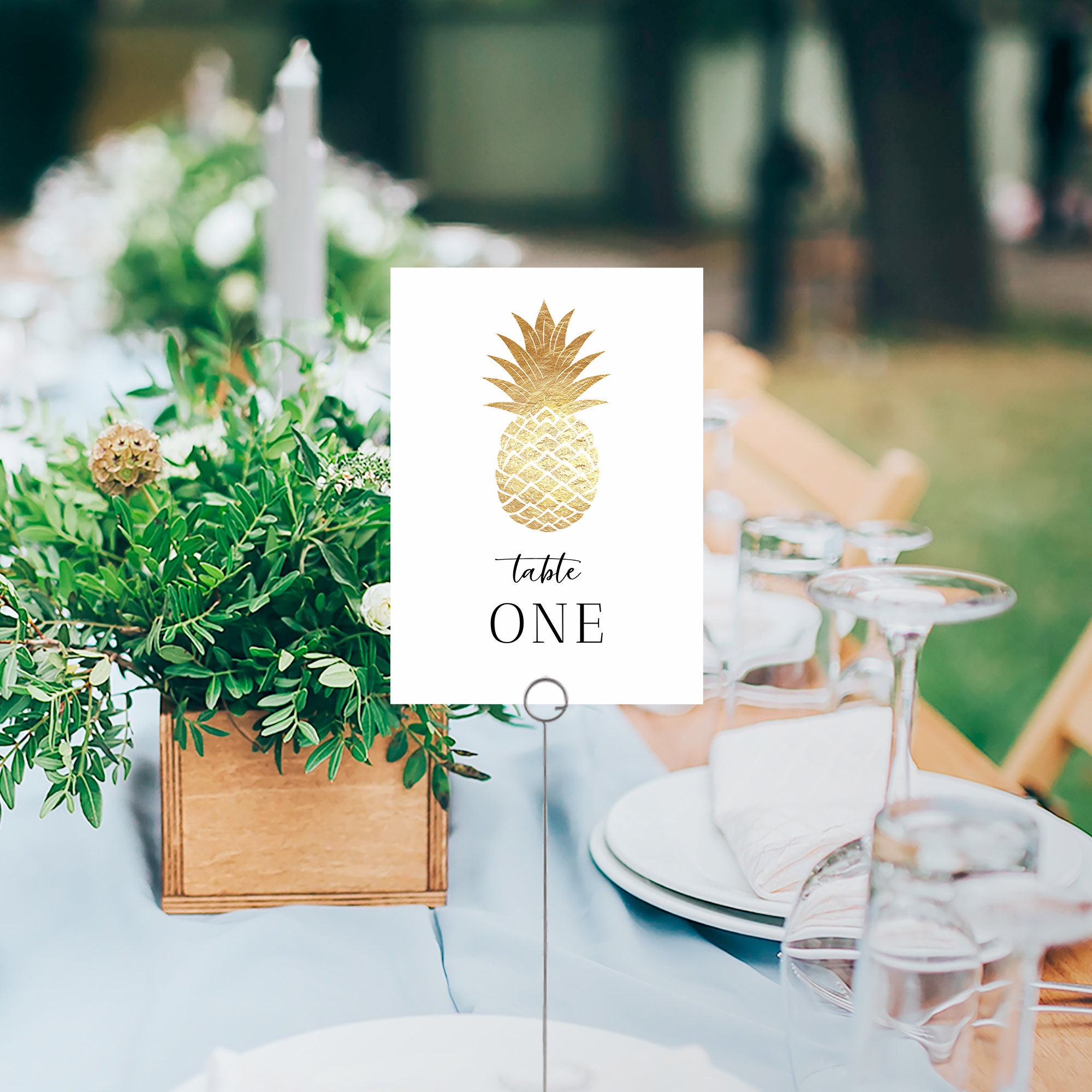Gold Pineapple Table Numbers Template Wedding Table Number - Etsy