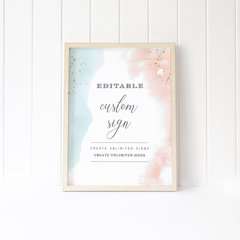 Watercolor Multi-purpose Sign Template Gender Reveal Party | Etsy