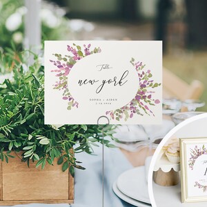 Puple Vine Table Numbers Template Wedding Table Number - Etsy