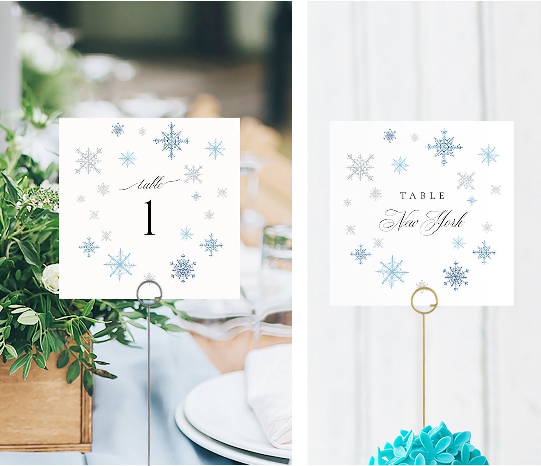 Snowflake Printable Table Numbers, Wedding Table Number Printable ...