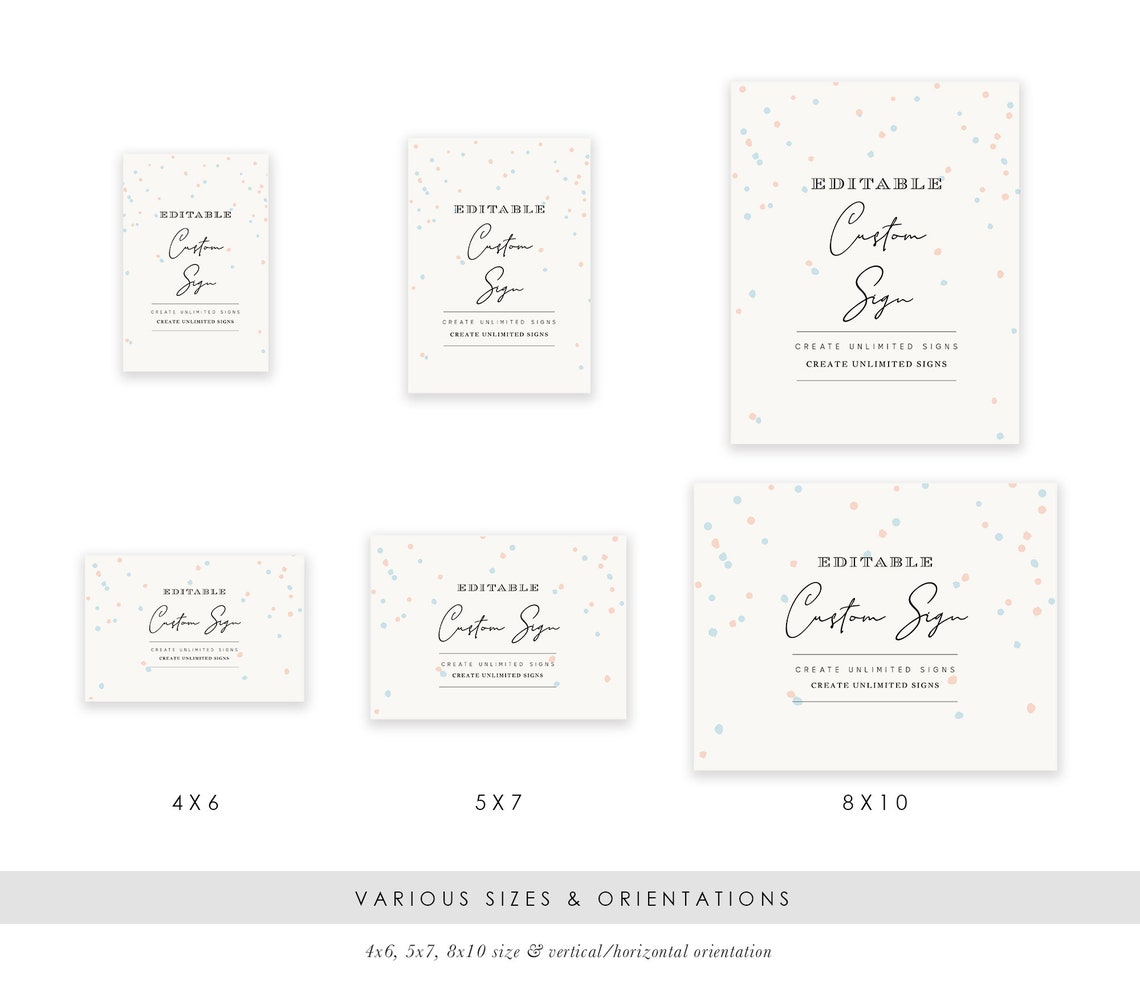 Confetti Multi-purpose Sign Template Gender Reveal Party | Etsy