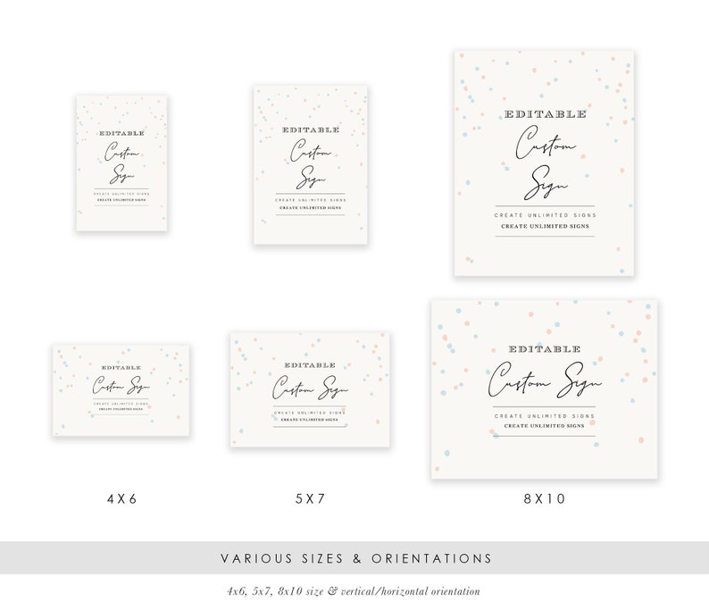 Confetti Multi-purpose Sign Template Gender Reveal Party | Etsy