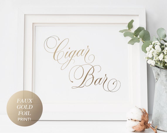 Faux Gold Foil Cigar Bar Sign Editable Wedding Cigar Bar | Etsy