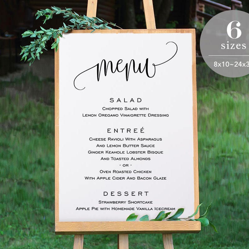 Wedding Menu Signs - Etsy