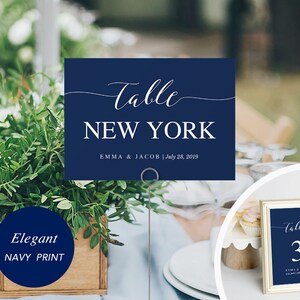Navy Printable Table Numbers, Wedding Table Number Printable, Instant ...