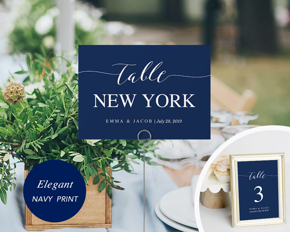 Navy Printable Table Numbers Wedding Table Number Printable | Etsy