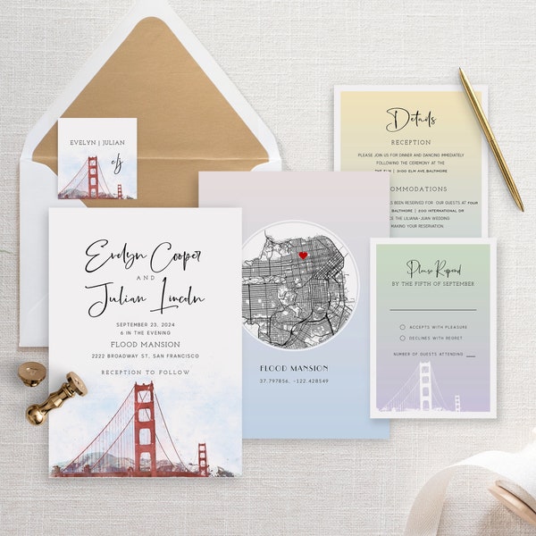 Golden Gate Bridge Wedding Invitation - Etsy