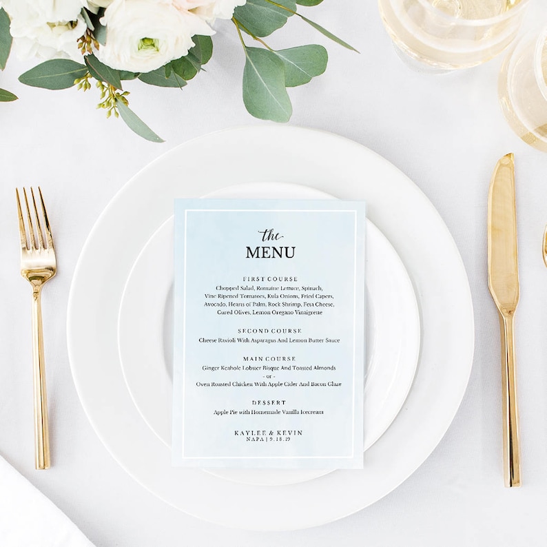 Wedding Menu Template Printable Menu Wedding Dinner Menu - Etsy