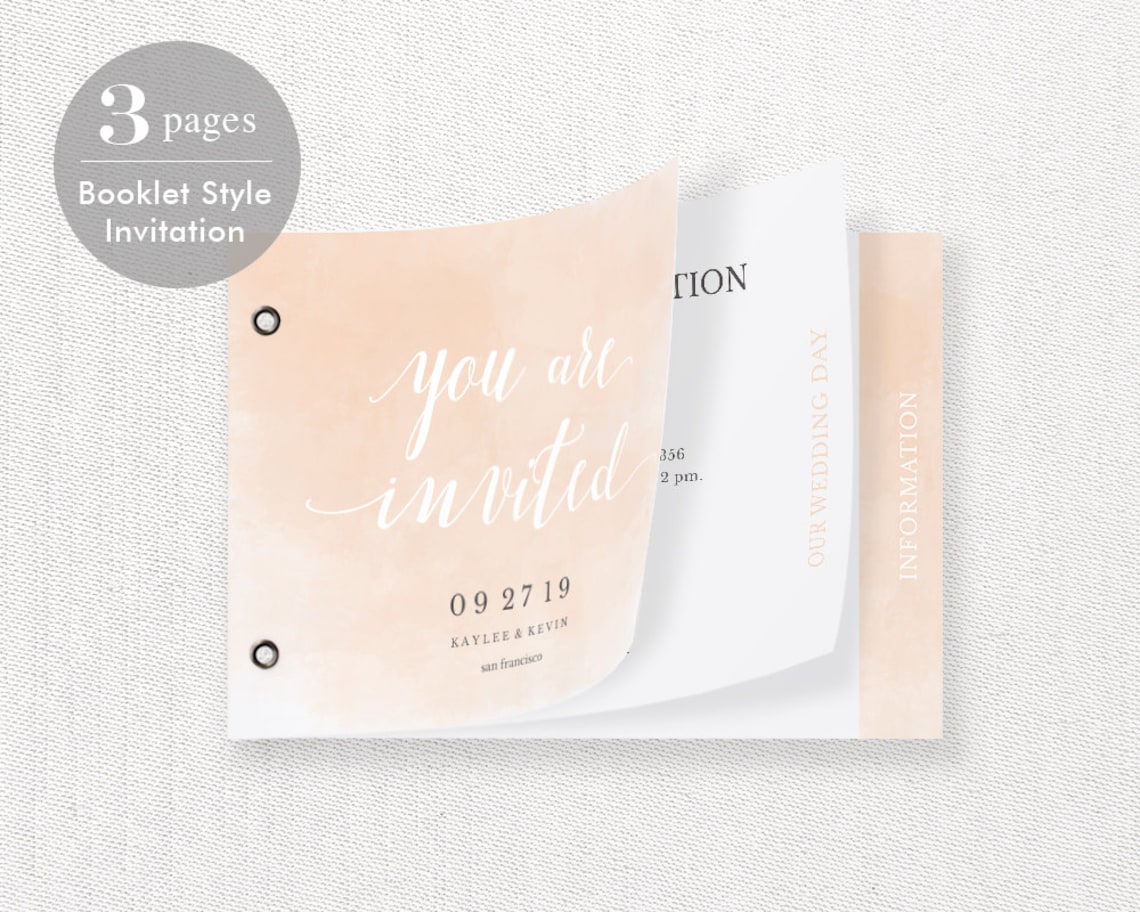 Booklet Invitation Set Printable Wedding Invitation Template | Etsy