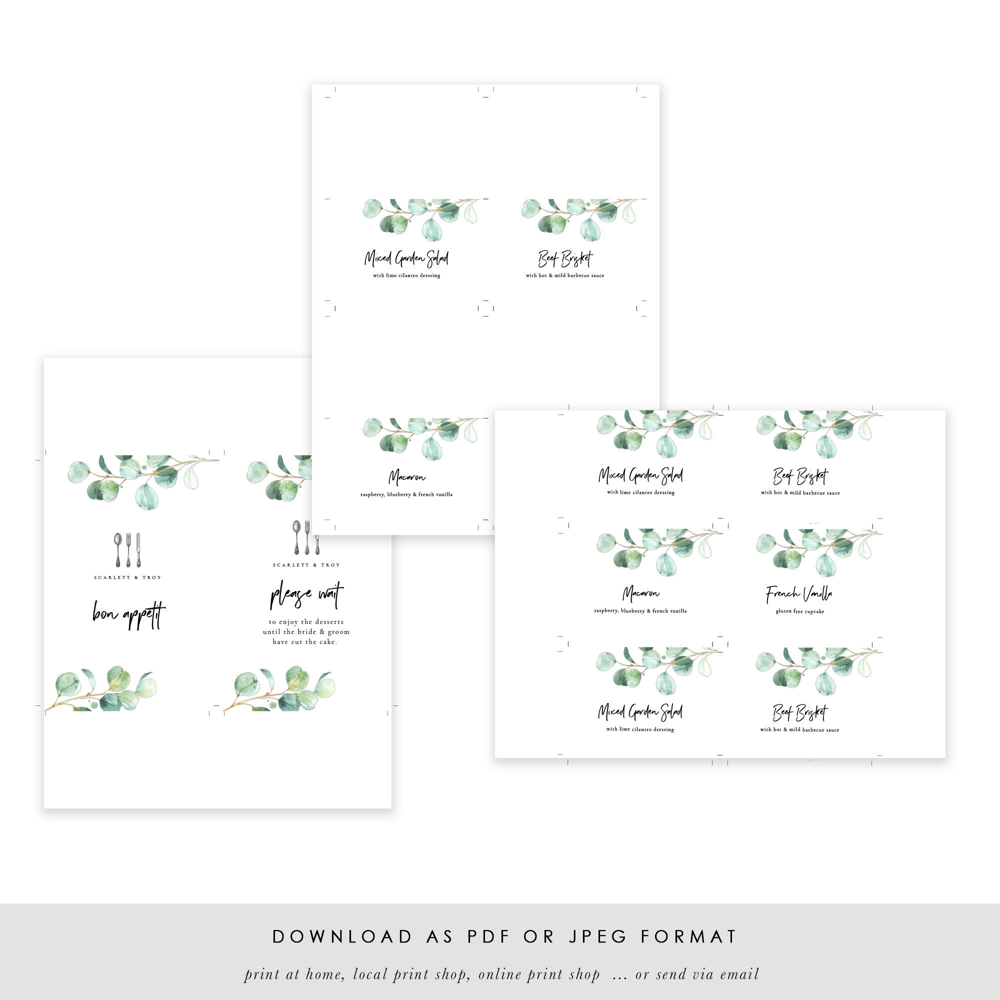 Printable Eucalyptus Buffet Label Template Buffet Food Sign | Etsy