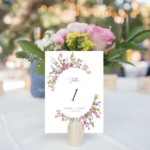 Puple Vine Table Numbers Template Wedding Table Number - Etsy