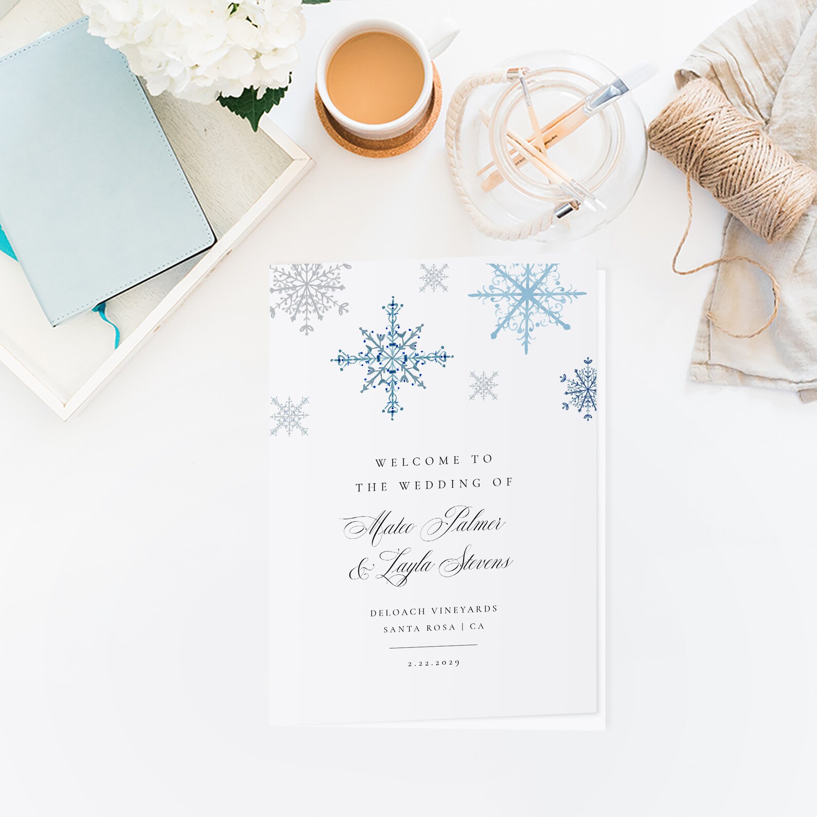 Snowflake Wedding Program Book Template Printable Wedding - Etsy