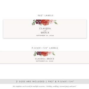 Red Floral Water Bottle Label Water Bottle Label Template - Etsy
