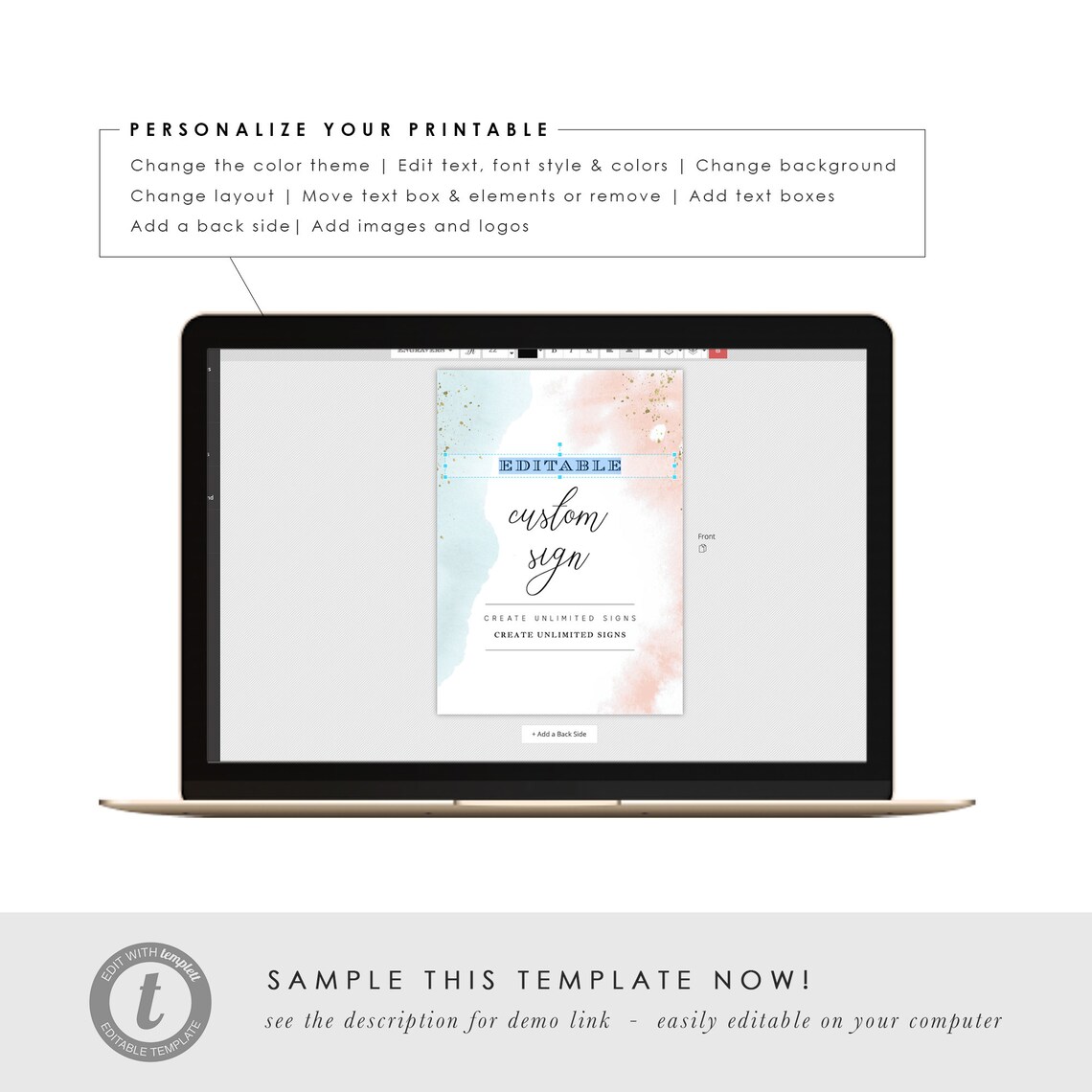 Watercolor Multi-purpose Sign Template Gender Reveal Party | Etsy