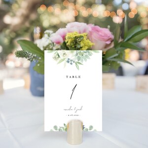 Succulents Table Numbers Template, Wedding Table Number Printable ...