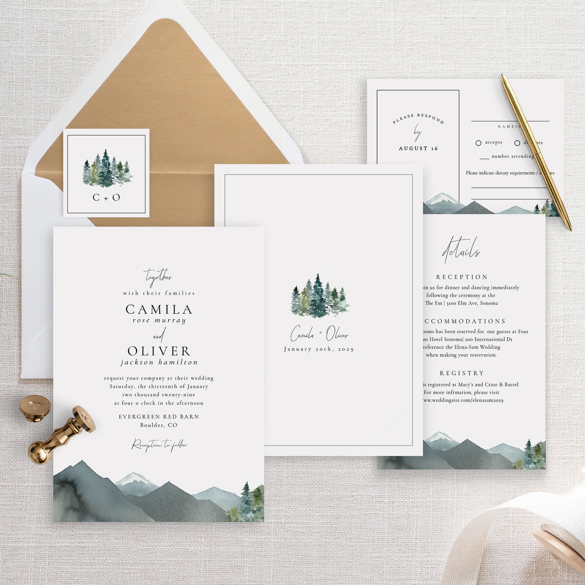 WInter Forest Wedding Invitation Template Wedding Invitation | Etsy