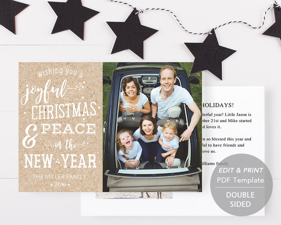 Printable Christmas Card, PDF Holiday Card Template, Templett, Photo ...