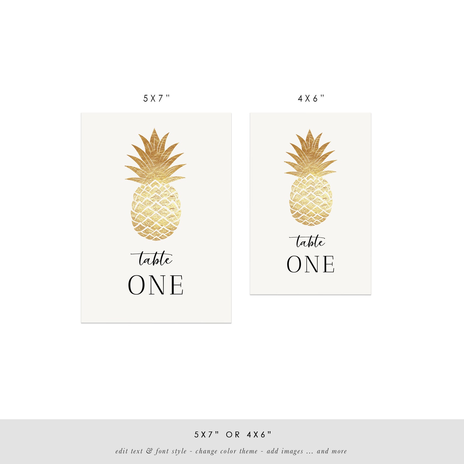 Gold Pineapple Table Numbers Template Wedding Table Number - Etsy
