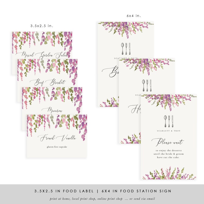 Printable Purple Flower Buffet Label Template Buffet Food | Etsy