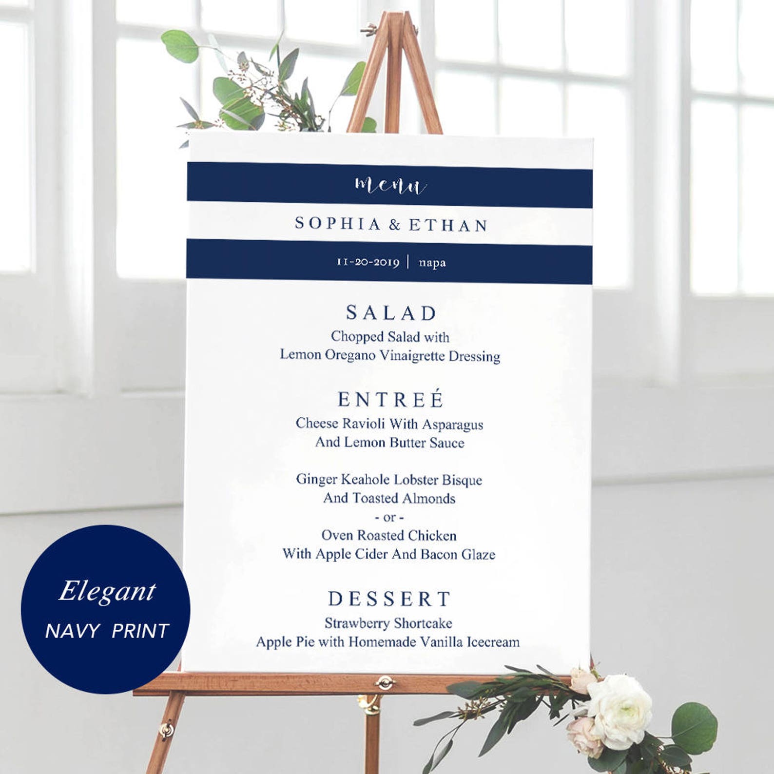 Navy Wedding Menu Sign Template Printable Wedding Menu Board - Etsy