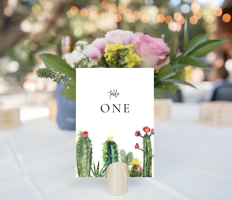 Cactus Table Numbers Template Wedding Table Number Printable - Etsy