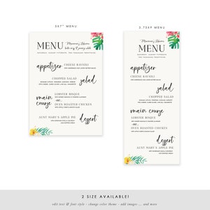 Tropical Flower Dinner Menu Printable Wedding Menu Template - Etsy