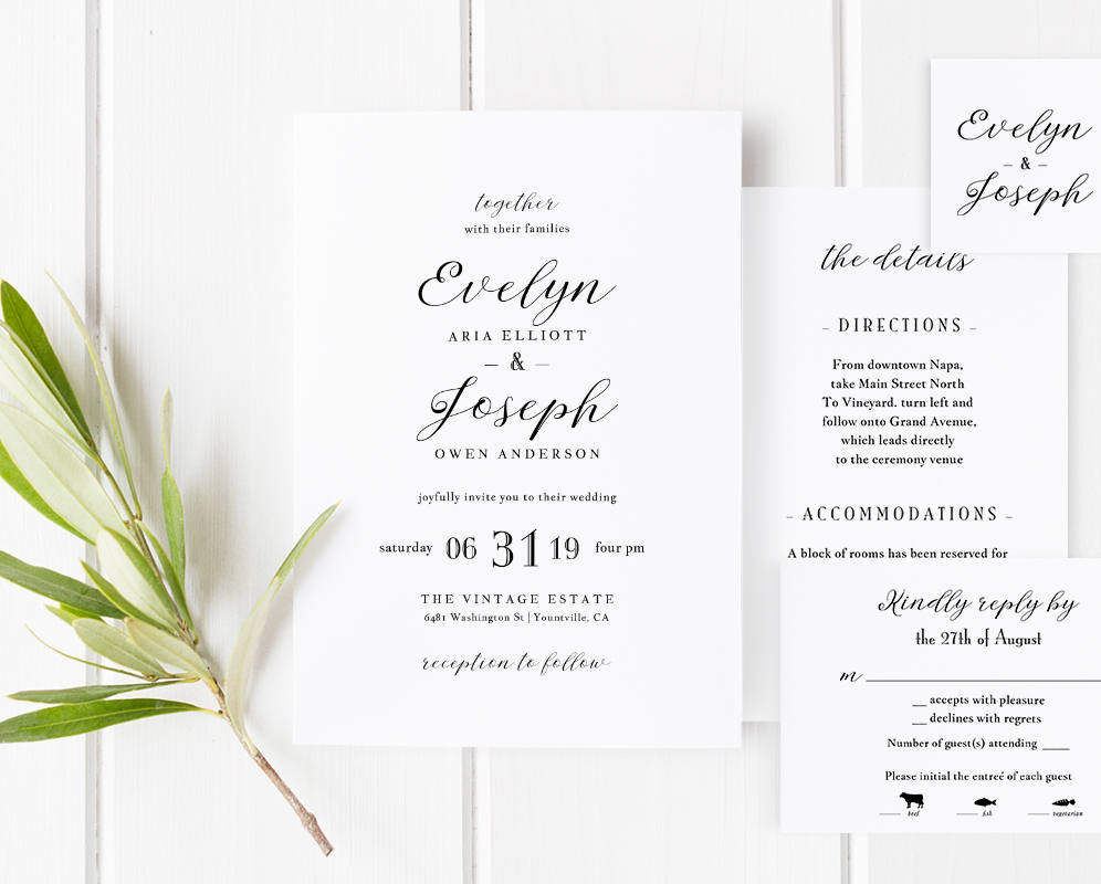 Printable Wedding Invitation Template Wedding Invitation Set | Etsy