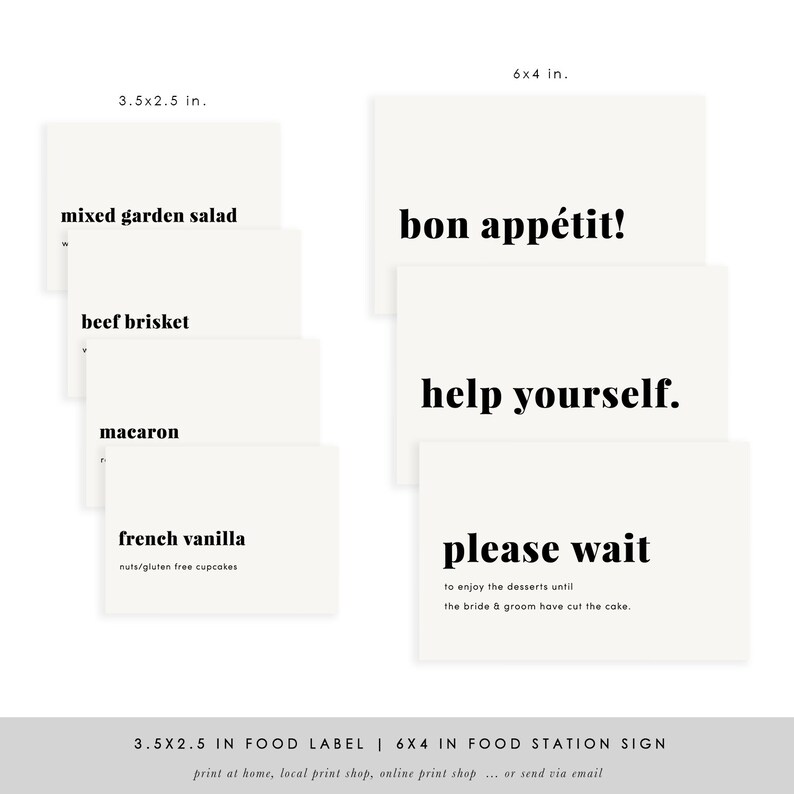 Printable Buffet Label Template Buffet Food Sign Buffet | Etsy Canada